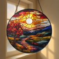 Colorful Sunset Glass Suncatcher Window Decor, Stained Glass Effect ...