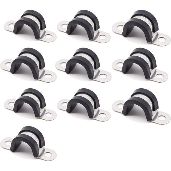 10 pieces of stainless steel pipe clamps, rubber buffer insulation ...