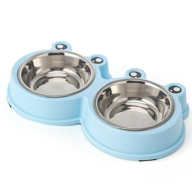 Frog Design Double Dog Bowl Stainless Steel Dog Puppy Water and Food ...