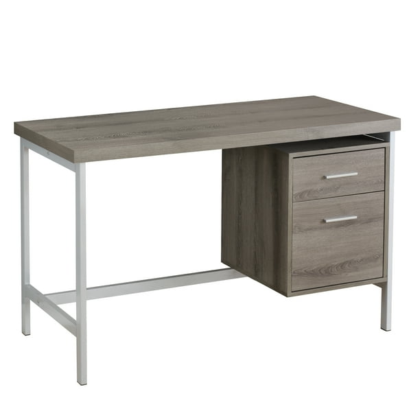 Monarch Computer Desk 48"L / Dark Taupe / Silver Metal - Walmart.com