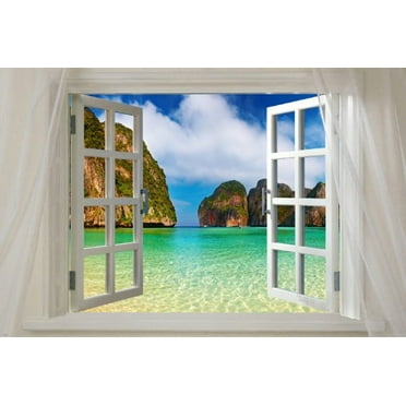 Tropical Beach Window Poster - 36 x 24 - Walmart.com