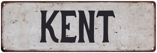 KENT Vintage Look Rustic Metal 6x18 Sign City State 206180041006 ...