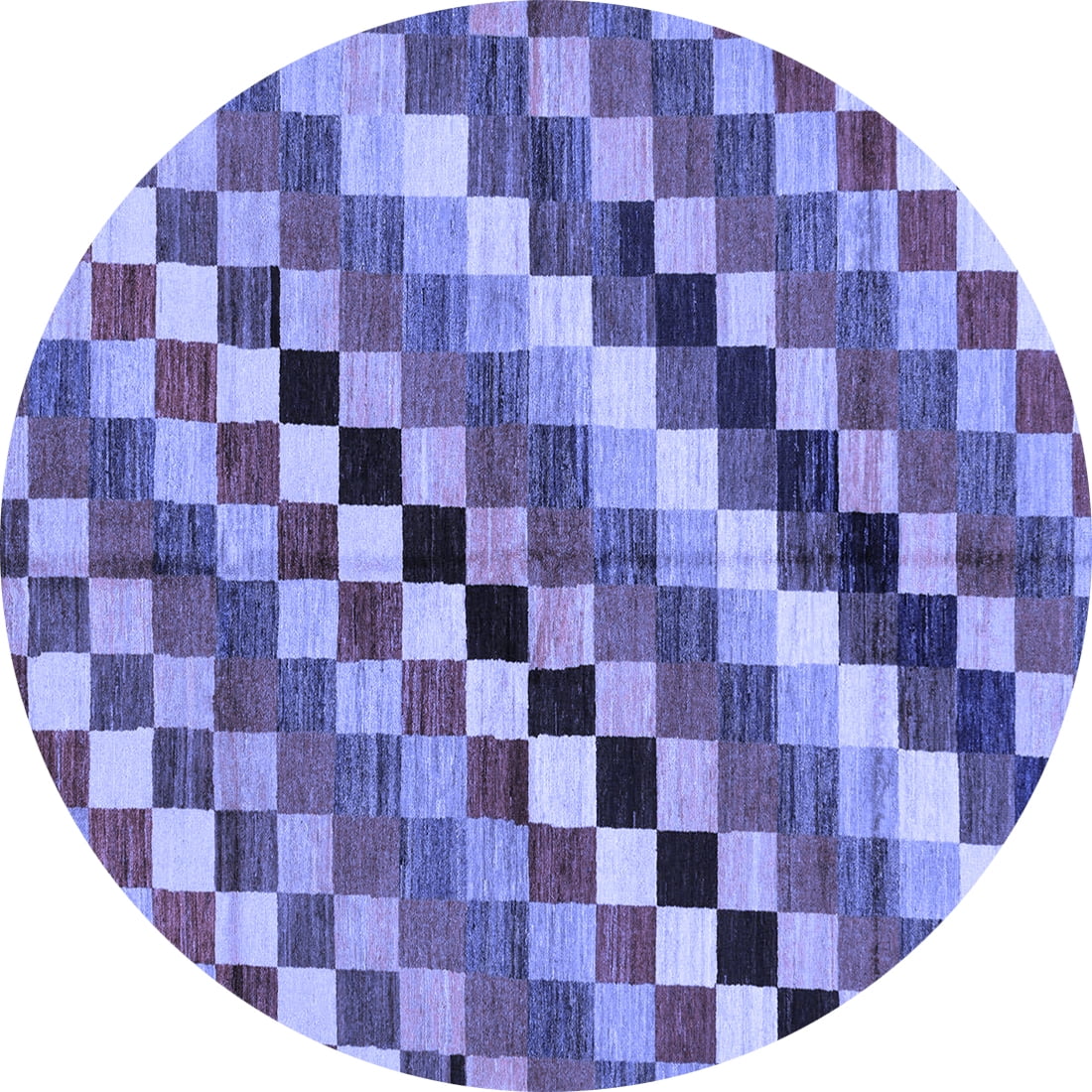 Ahgly Company Indoor Round Checkered Blue Modern Area Rugs, 8' Round ...