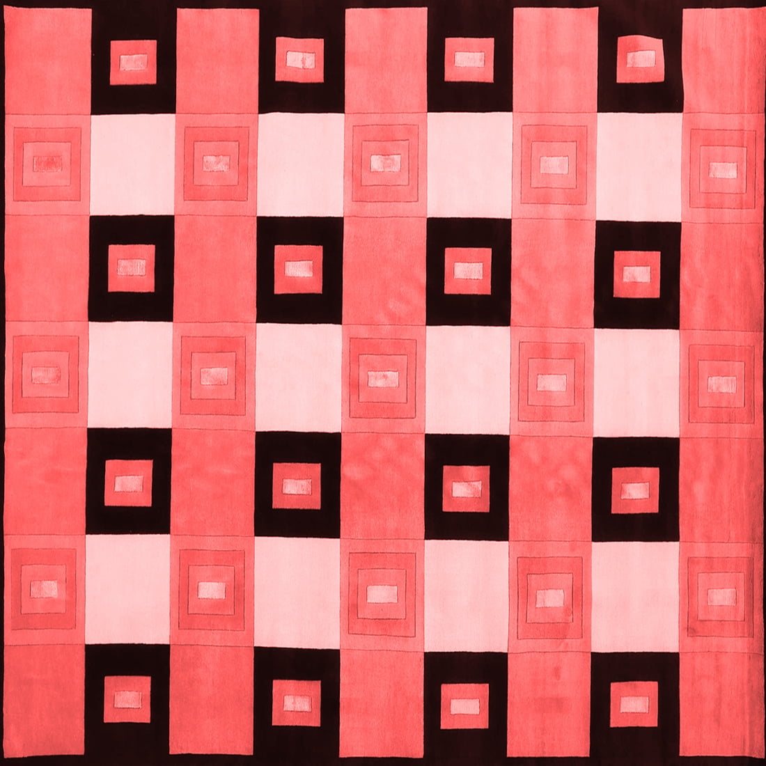 Ahgly Company Indoor Square Checkered Red Modern Area Rugs, 7' Square ...