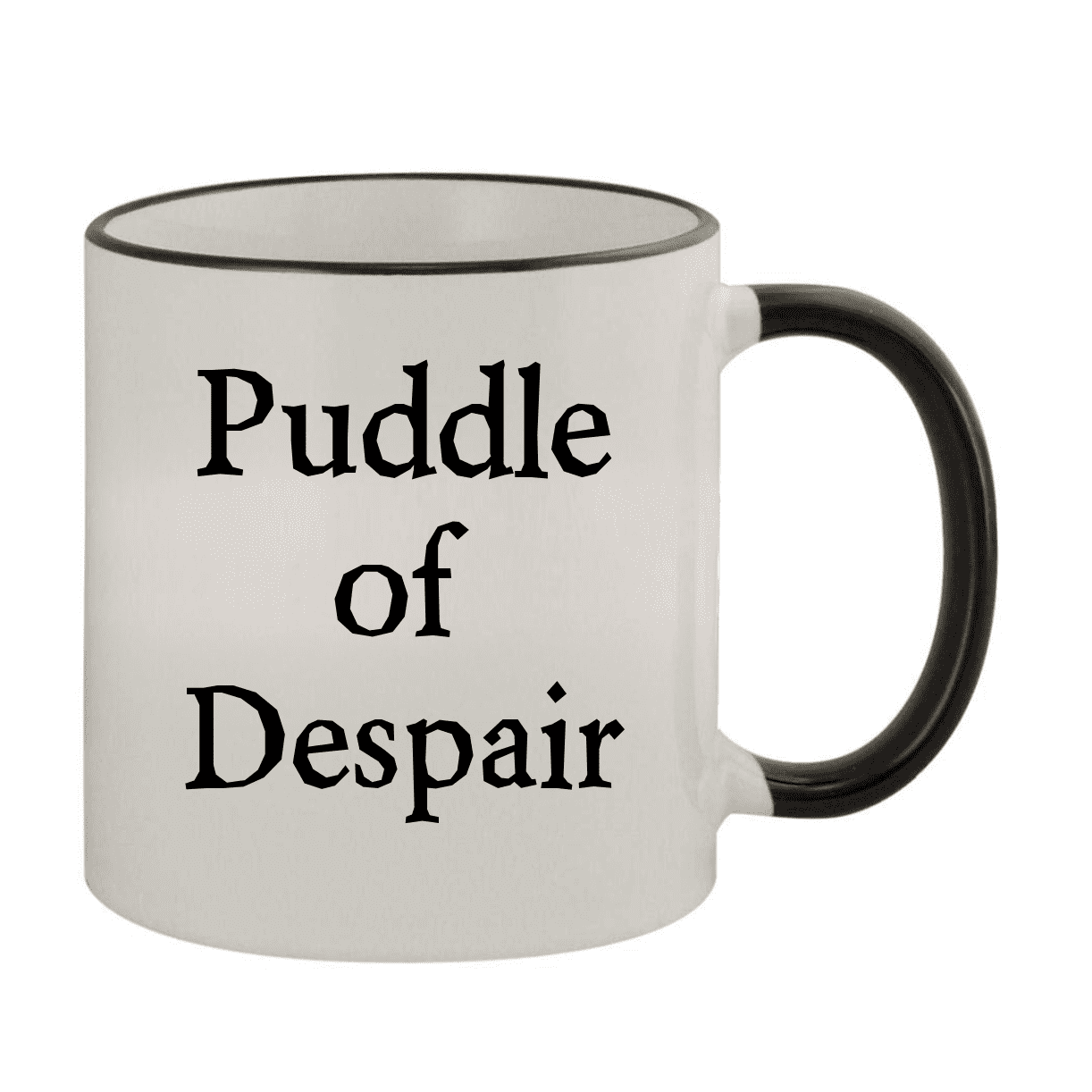 Puddle Of Despair - 11oz Colored Rim and Handle Coffee Mug, Black ...