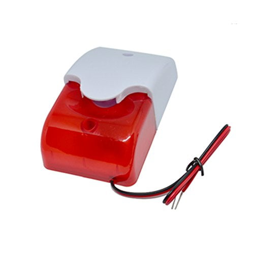DC9 to 12V Wired Strobe Siren Red Light Sound Flash Buzzer Siren Home ...