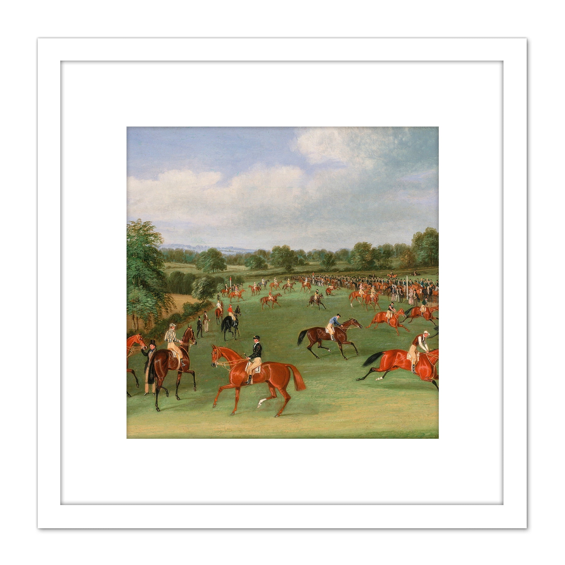 Pollard Epsom Races Preparing Start Painting 8X8 Inch Square Wooden ...