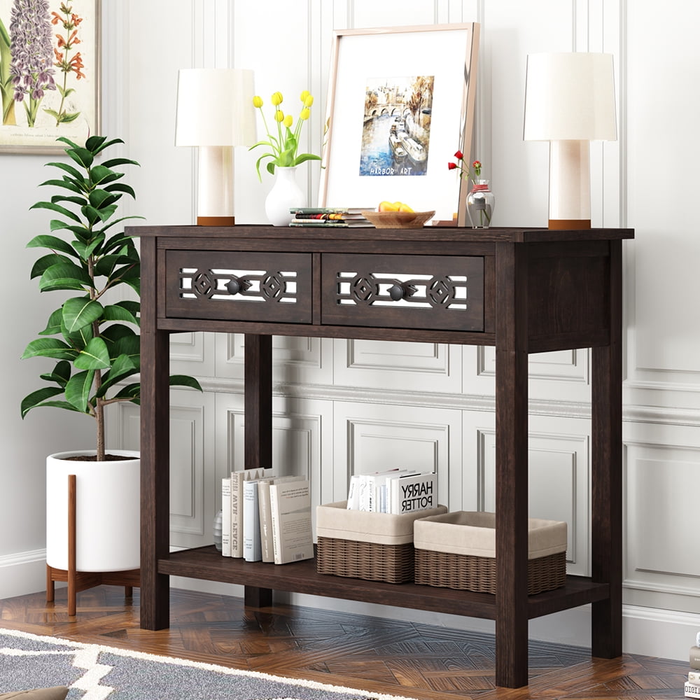 KAMIDA Entryway Storage Table, Console Table with 2 Drawers and Bottom ...