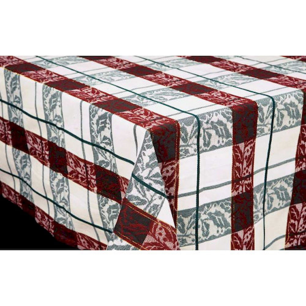 70 "x 70" Round Festive Holly Pattern Check Table Cloth - Walmart.com