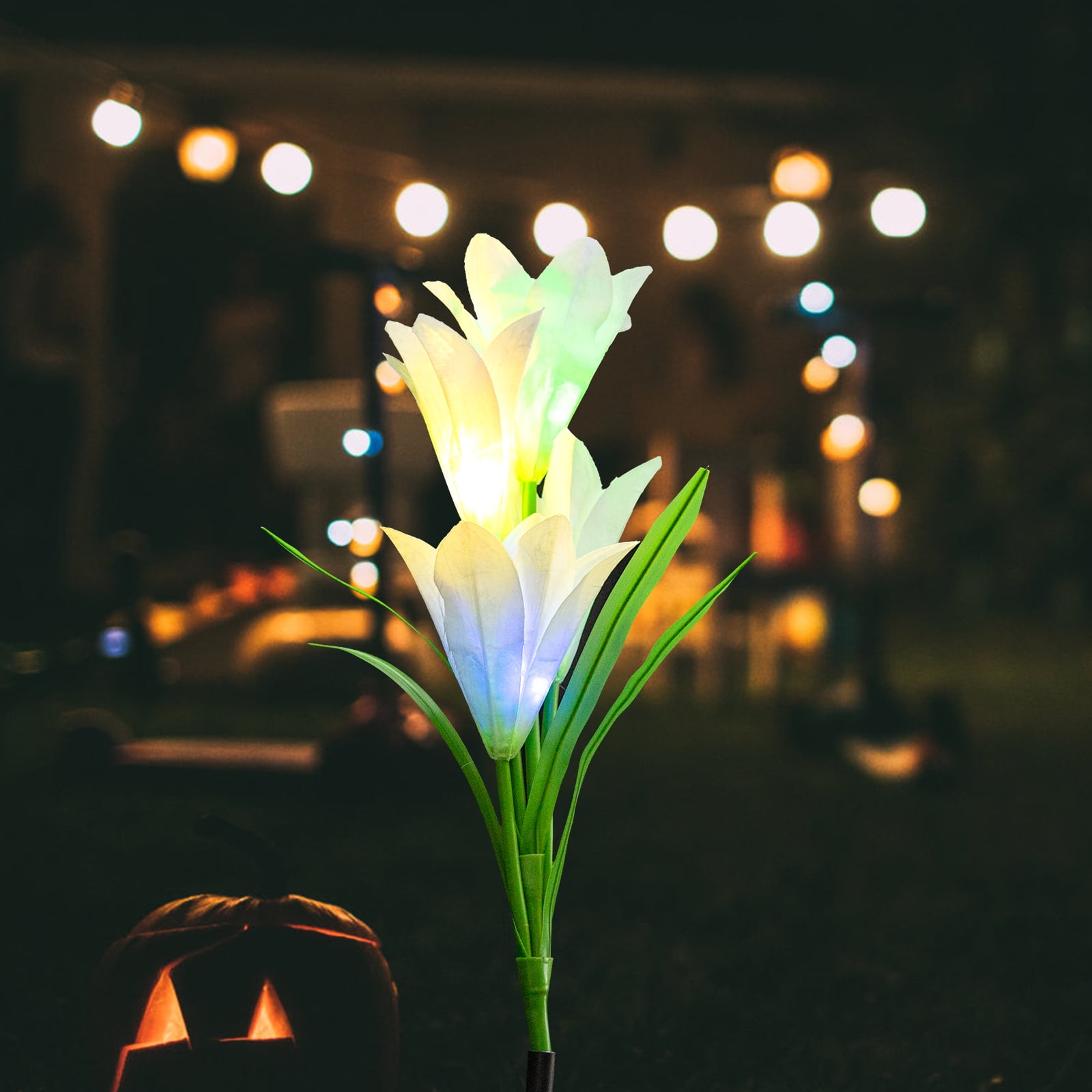 Keylever Solar Lily Flower Garden Stake Lights, 7 Colors Changing LED ...