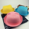 Sun Visor Little Children Summer Girls Straw Hats Cat Ears Baby Hat ...
