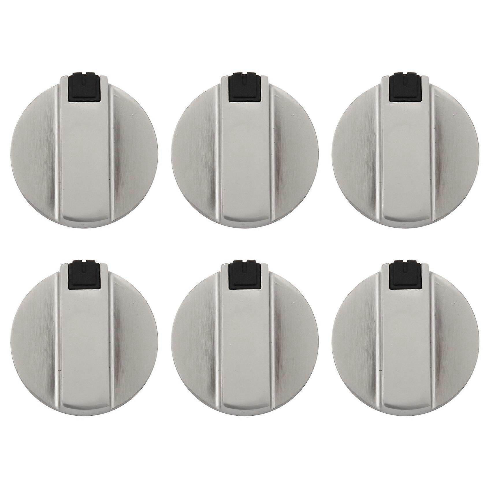 Stoves Cooker Knobs,Oven Knob 6pcs,Zinc alloy 6mm Universal Silver Gas Stove Control Knobs ...