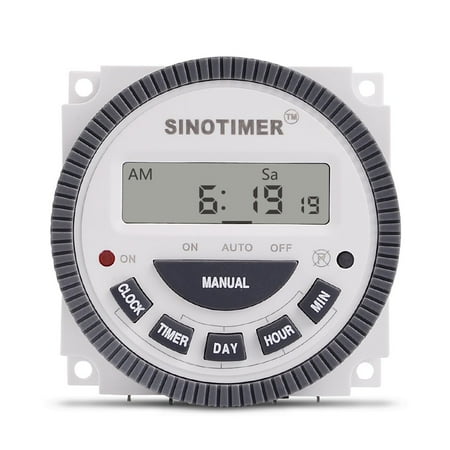 SINOTIMER 220V 10A Weekly 7 Days Programmable Digital Time Switch Relay ...
