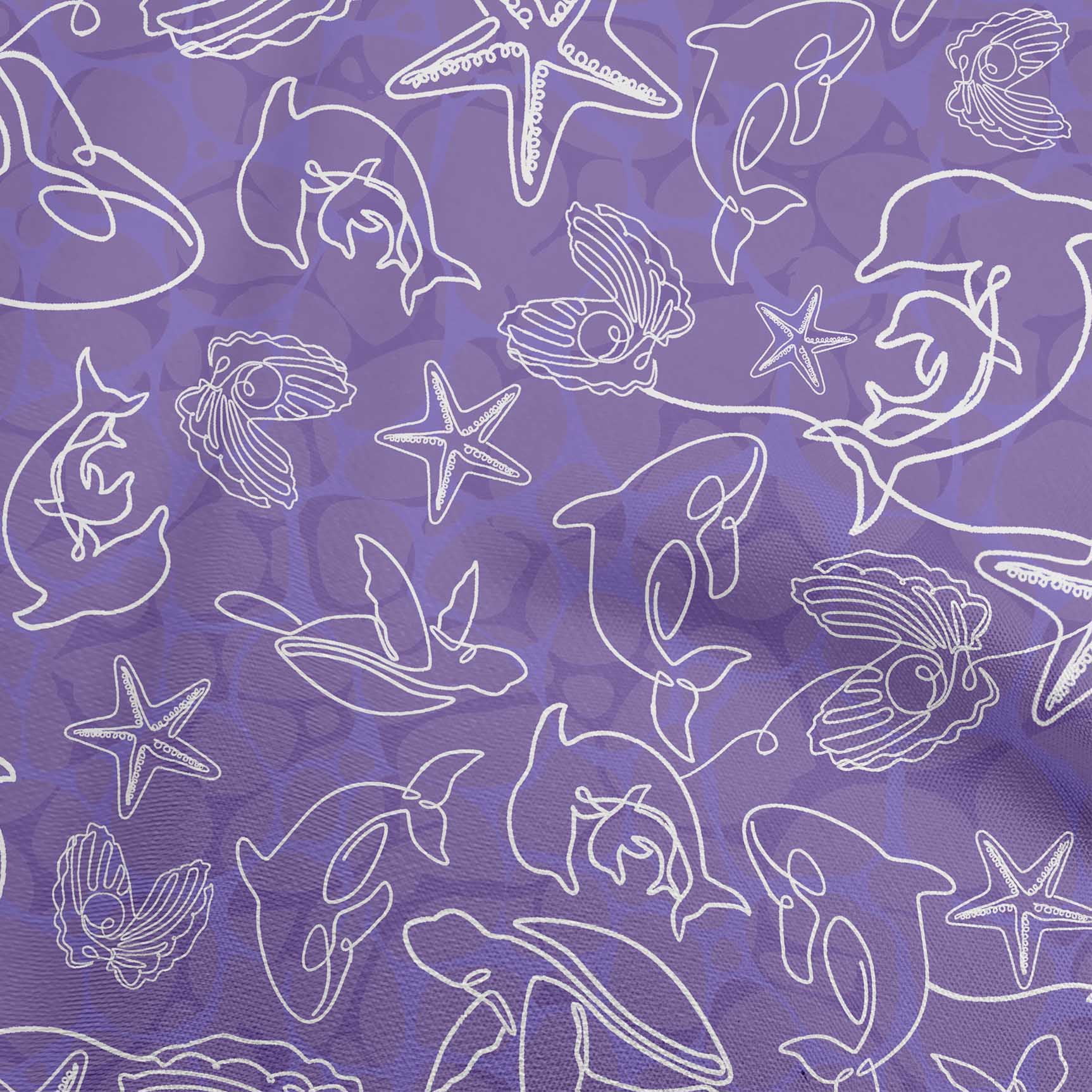 oneOone Cotton Silk Medium Purple Fabric Sea Sewing Material Print ...