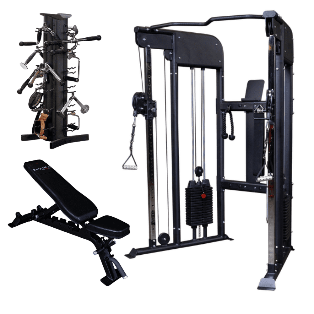 Body-Solid GFT100 Cable Crossover Pulley Machine & Bench & Cable ...