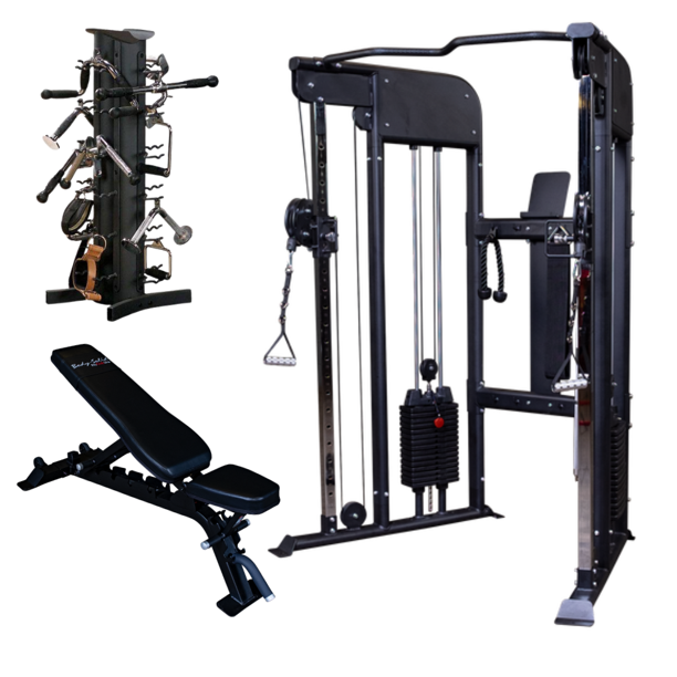 Body-Solid GFT100 Cable Crossover Pulley Machine & Bench & Cable ...