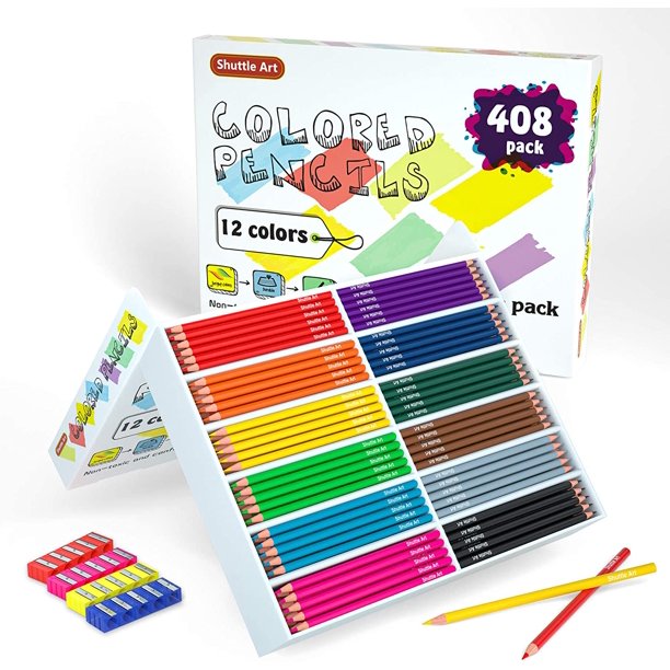 Colored Pencils Bulk, Shuttle Art 408 Pack Coloring Pencil Set Plus 20 ...