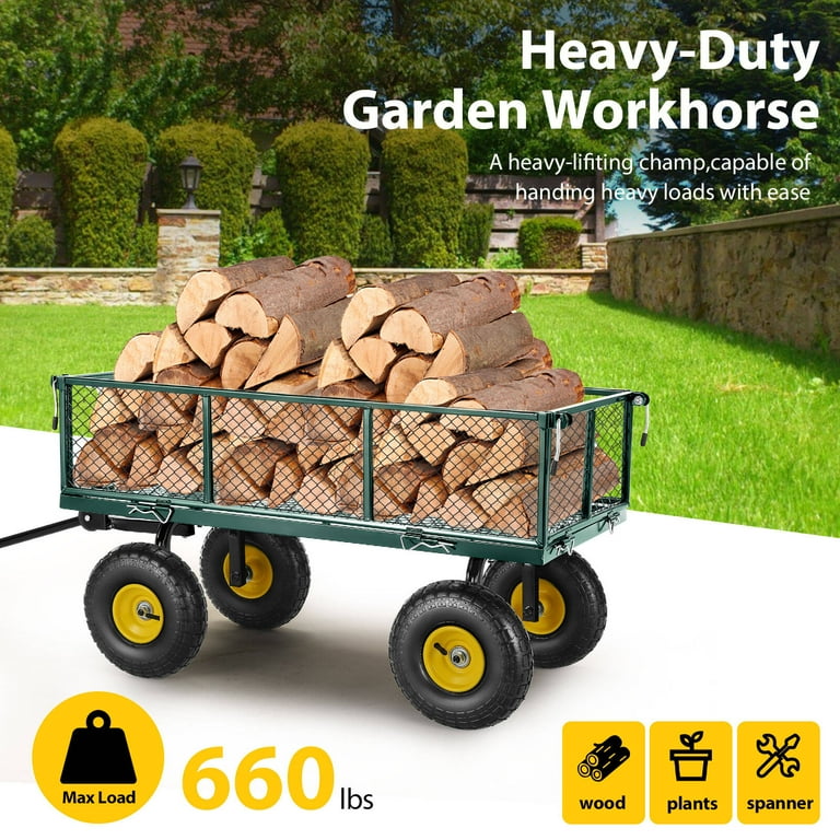 Yellow Garden Wagon Gorilla Carts 800 Pound Capacity Heavy Duty Poly