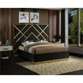 Meridian Furniture Vector King Bed, Rich Black Velvet with Polished ...