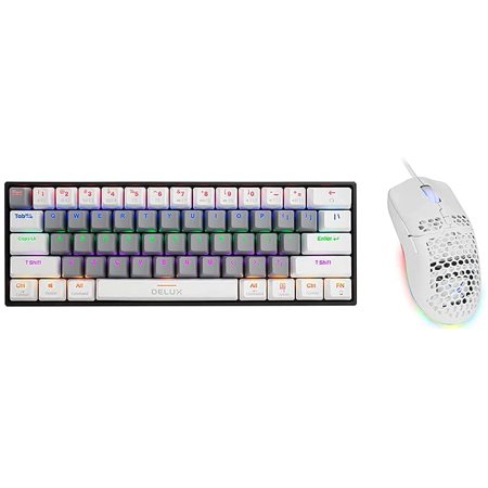 DELUX M700A White Lightweight Gaming Mouse and KM33 61 Keys Wireless ...