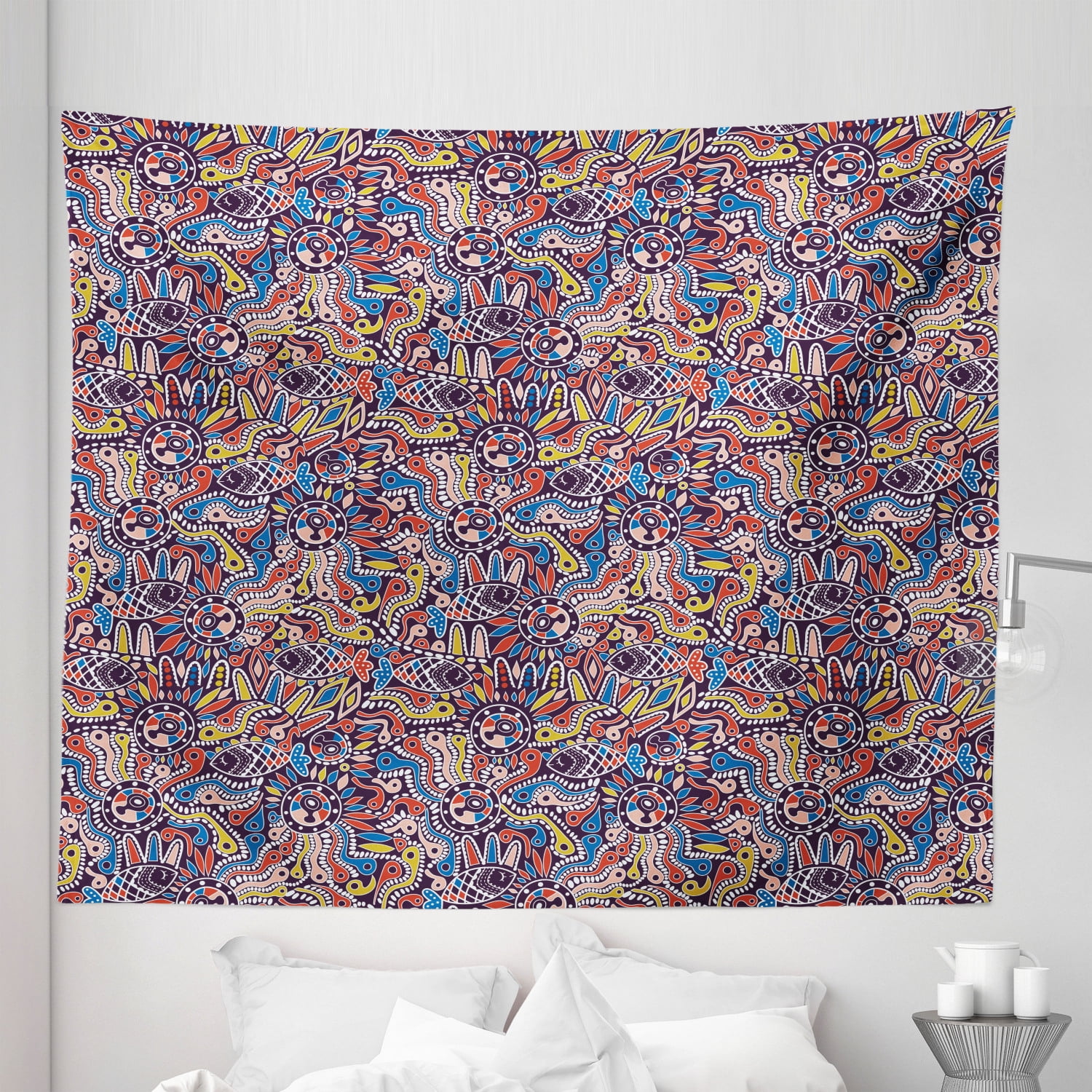 Ethnic Tapestry, Mosaic Style Folk Prehistoric Historical Nature with ...