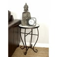DecMode 16" x 23" Black Metal Scroll Accent Table with White Marble Top ...