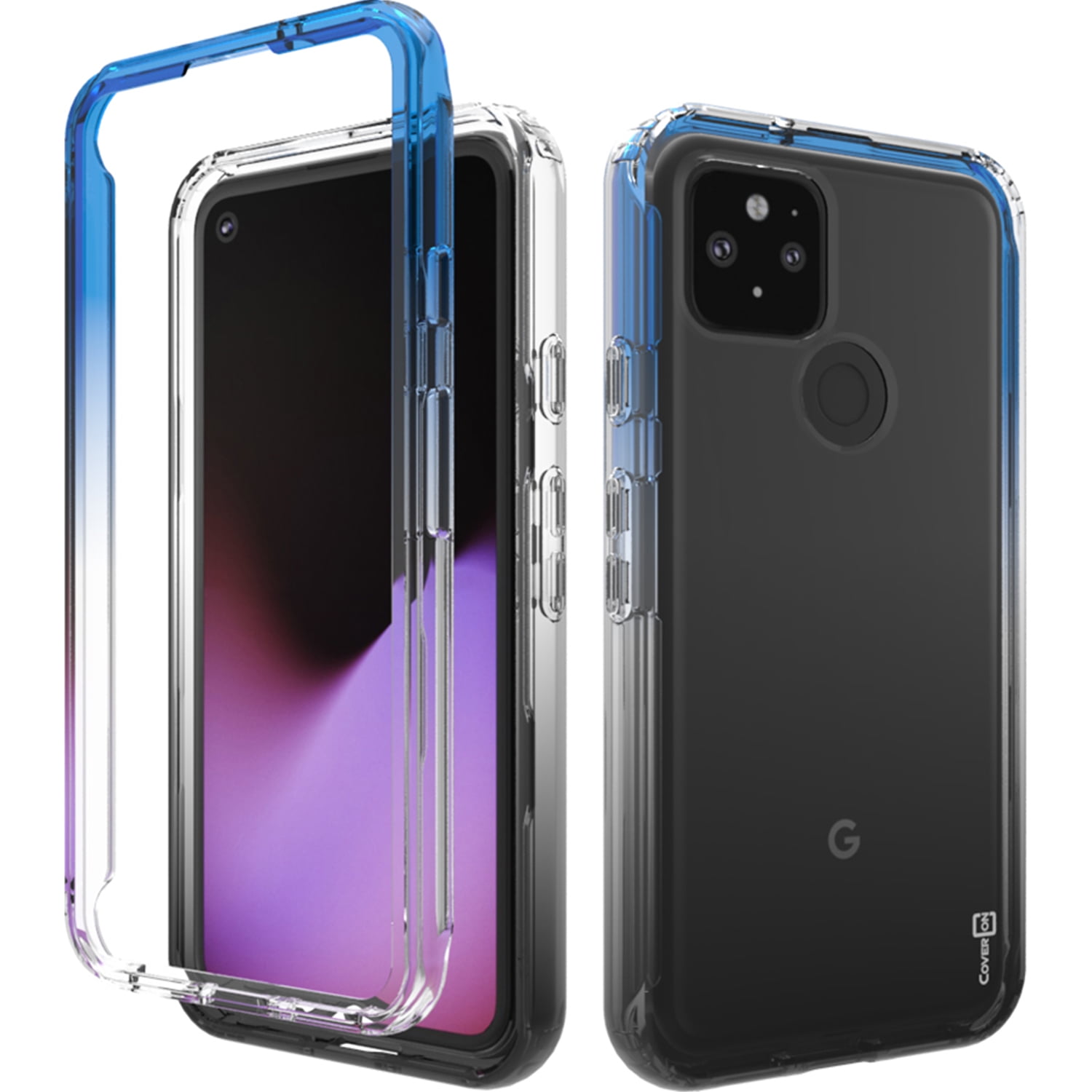 CoverON Google Pixel 5 Case, Gradient Heavy Duty Clear Full Body ...
