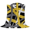 Abstract Art Fleece Throw Blanket Yellow White Black Gray Line Modern ...