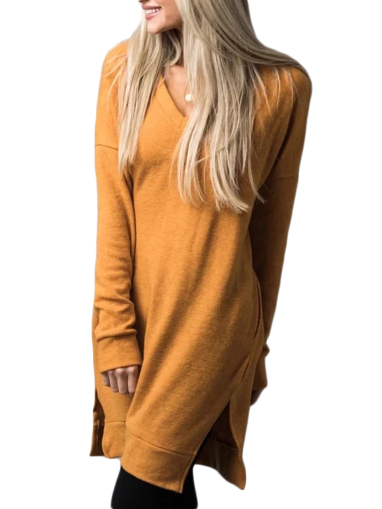 Plus Size Women Long Sleeve Casual Long Tunic Tops Ladies Blouse Shirt ...