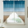 Blue Brown Swag Curtain Valance for Window 2 Panels Gradient Wood Grain ...
