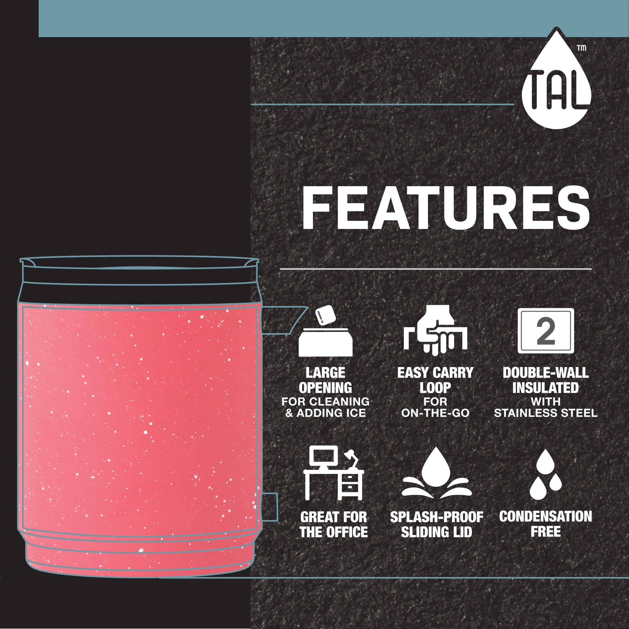 Buy TAL Stainless Steel Boulder Mug 14 fl oz, Pink Online at Lowest ...