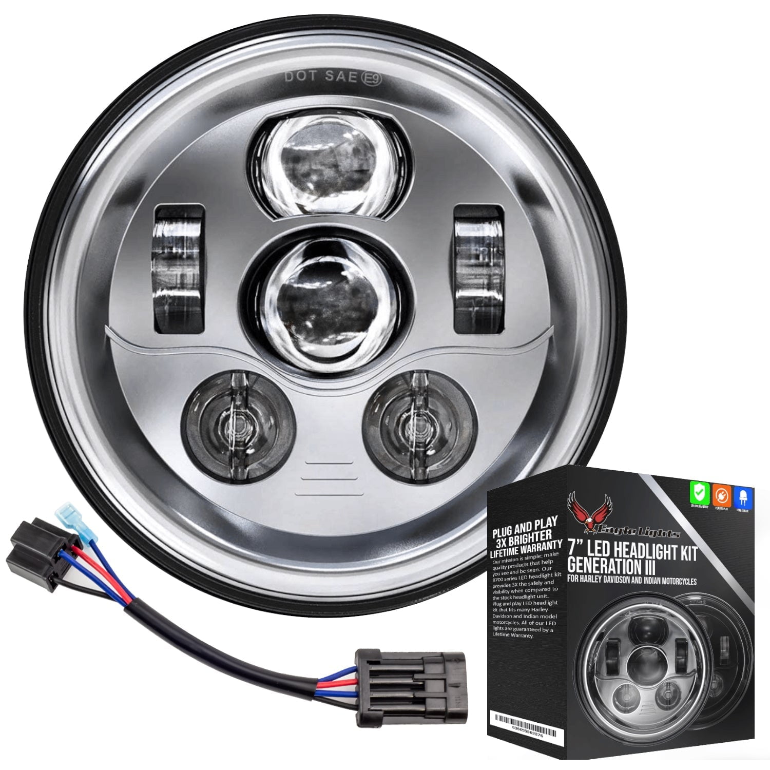 Eagle Lights 7" LED Headlight Kit for Harley Davidson and Indian ...