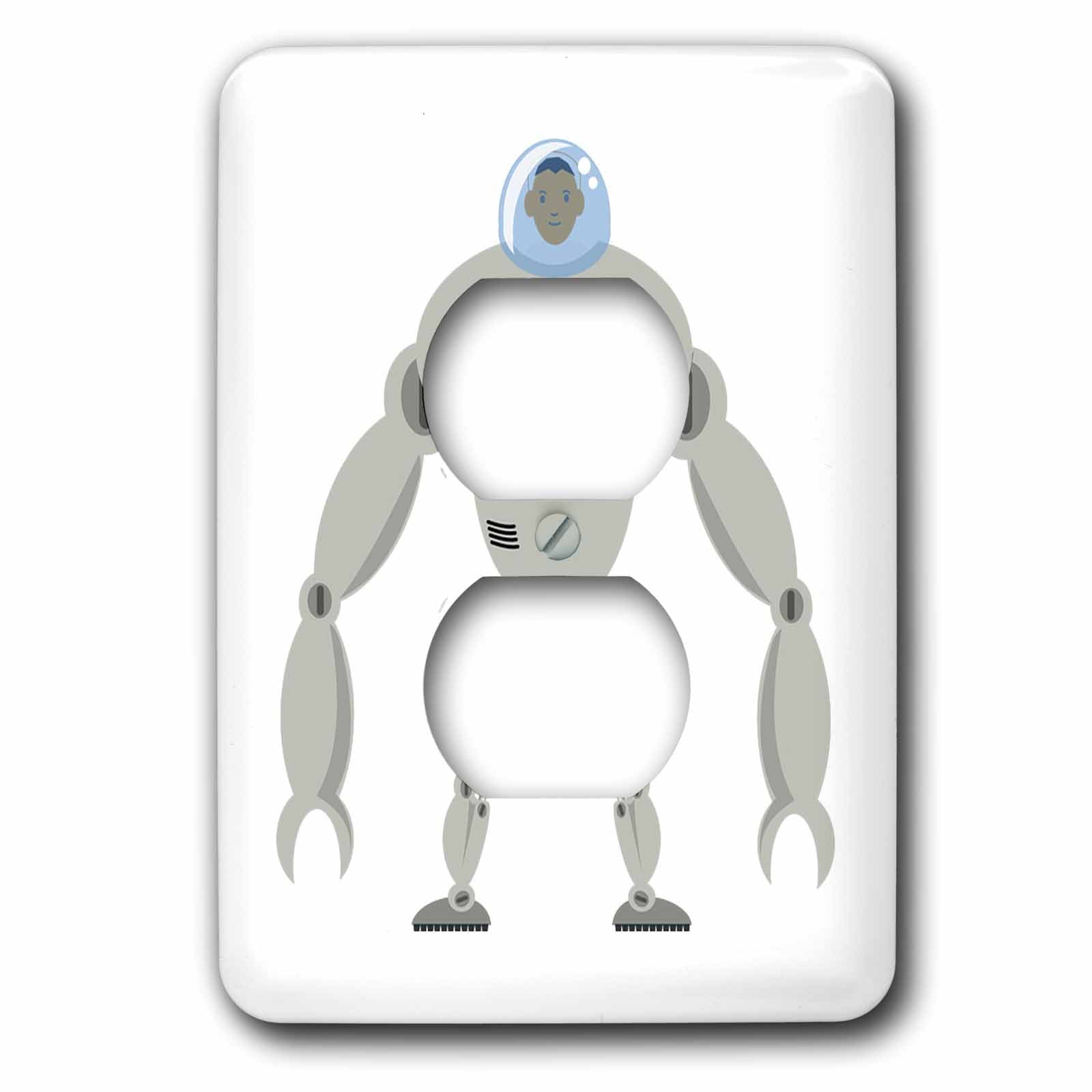 Image of giant gray robot cartoon 2 plug outlet cover lsp-174186-6 ...