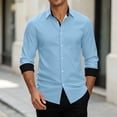 Mrmaere Men's Top Turn-Down Collar Long Sleeve Button Solid Casual ...