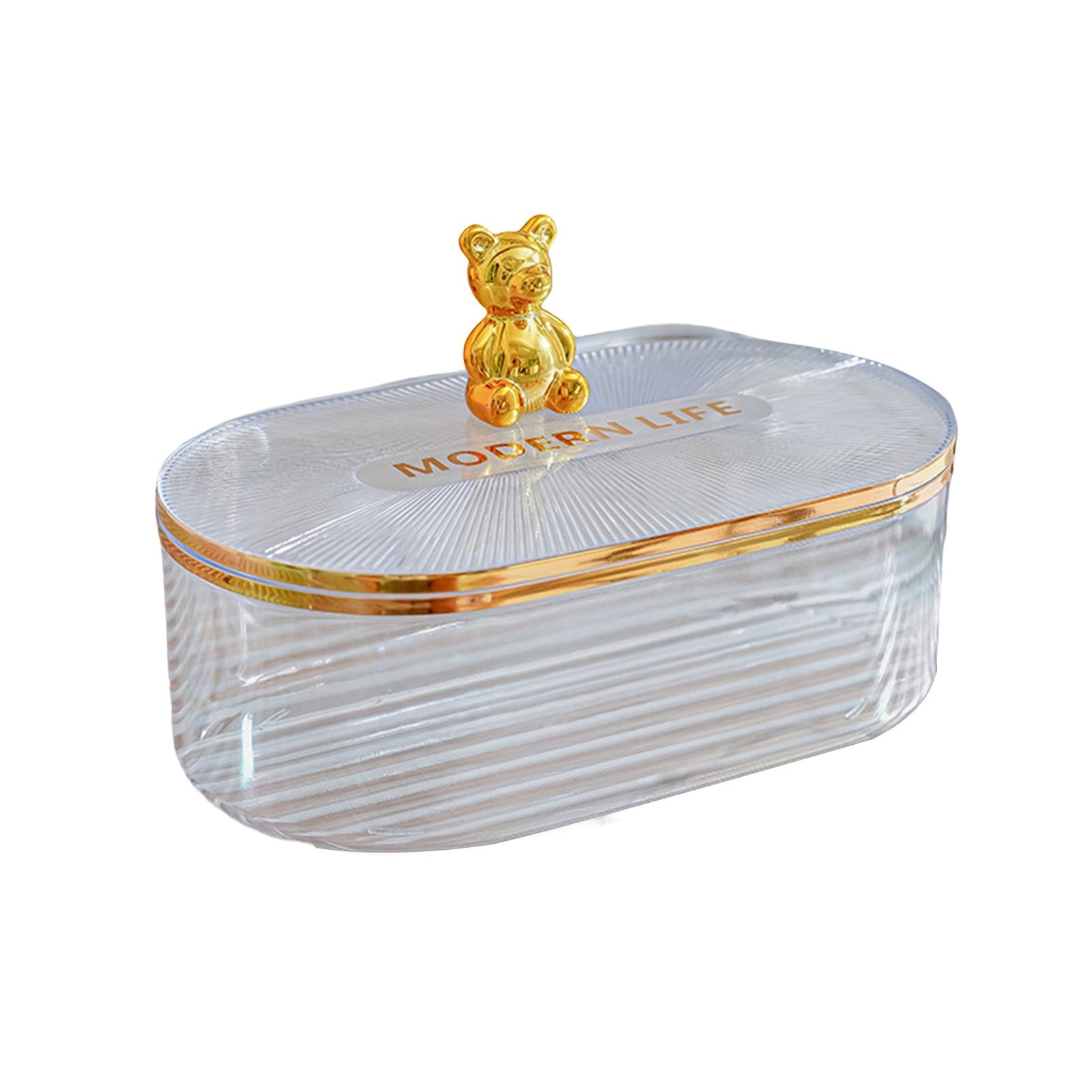 Transparent Acrylic Storage Box with Lid - Cute Bear Face Shield ...