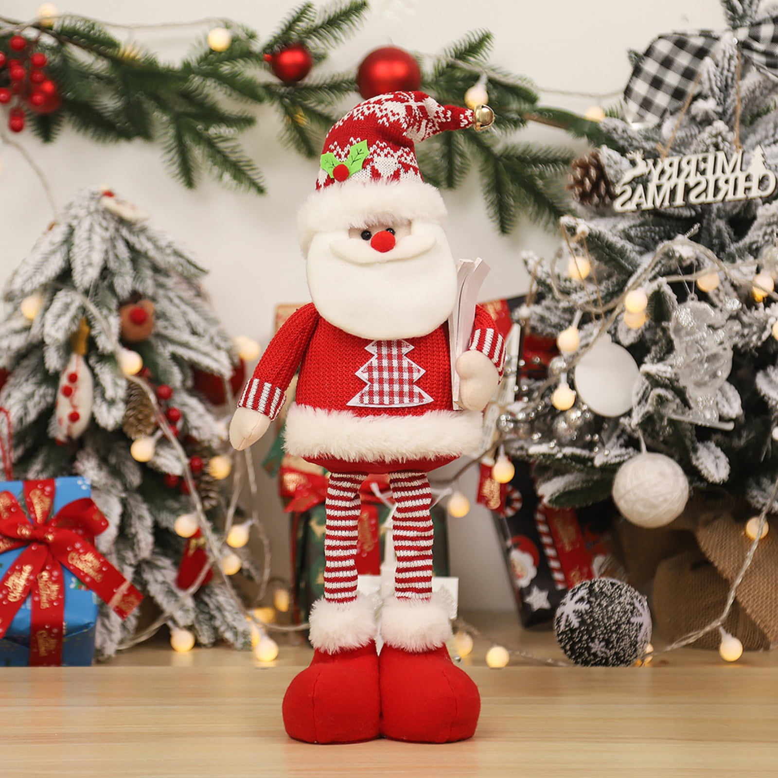 Christmas Decorations Figurine Telescopic Spring Legs Christmas ...