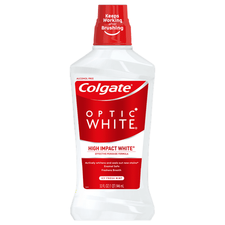 Colgate Optic White Whitening Mouthwash, Fresh Mint - 946mL, 32 fluid ...