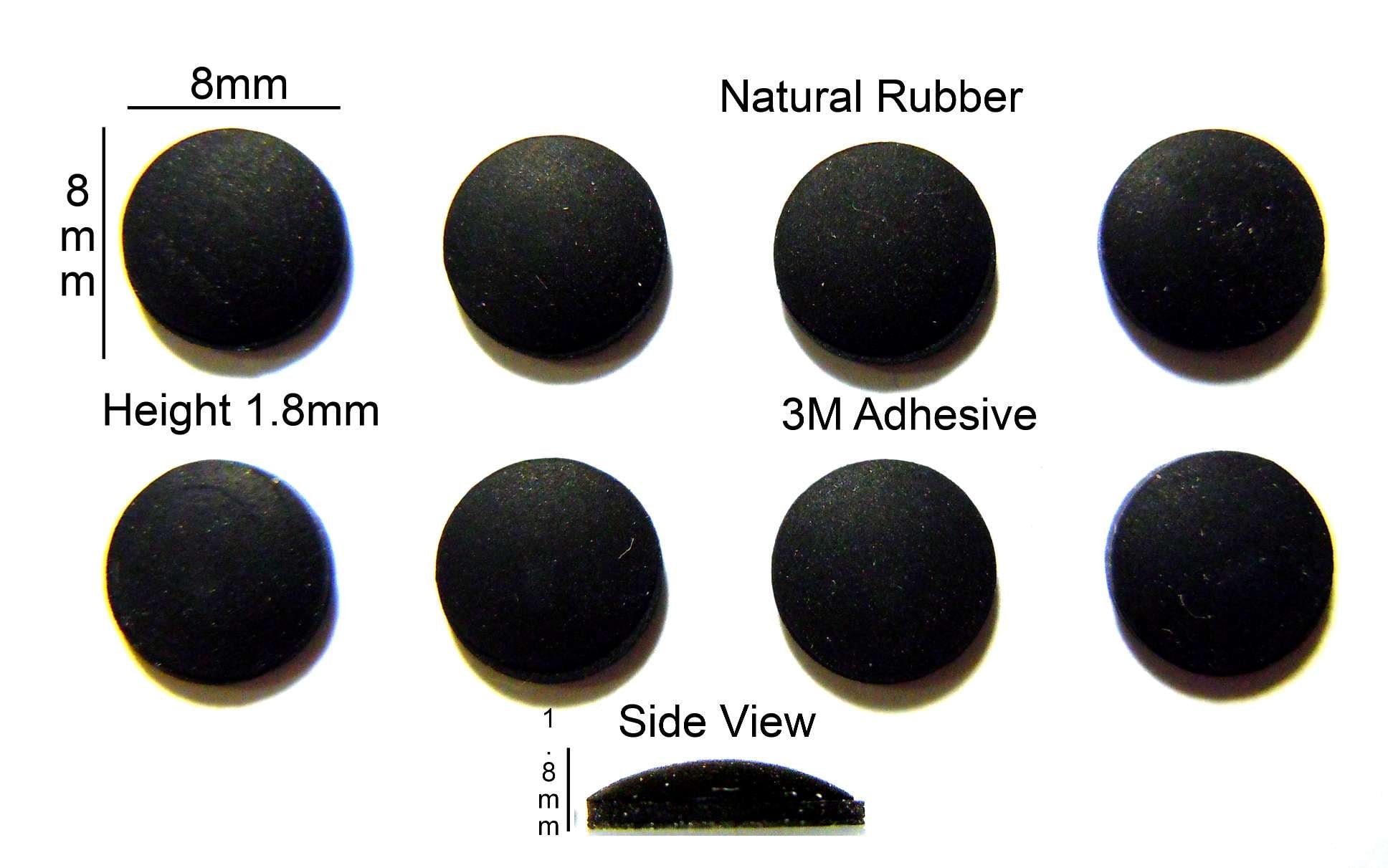 VATH Self Adhesive Rubber Feet Set 8mm(L) x 8mm(W) x 1.8mm(H) 8pcs ...
