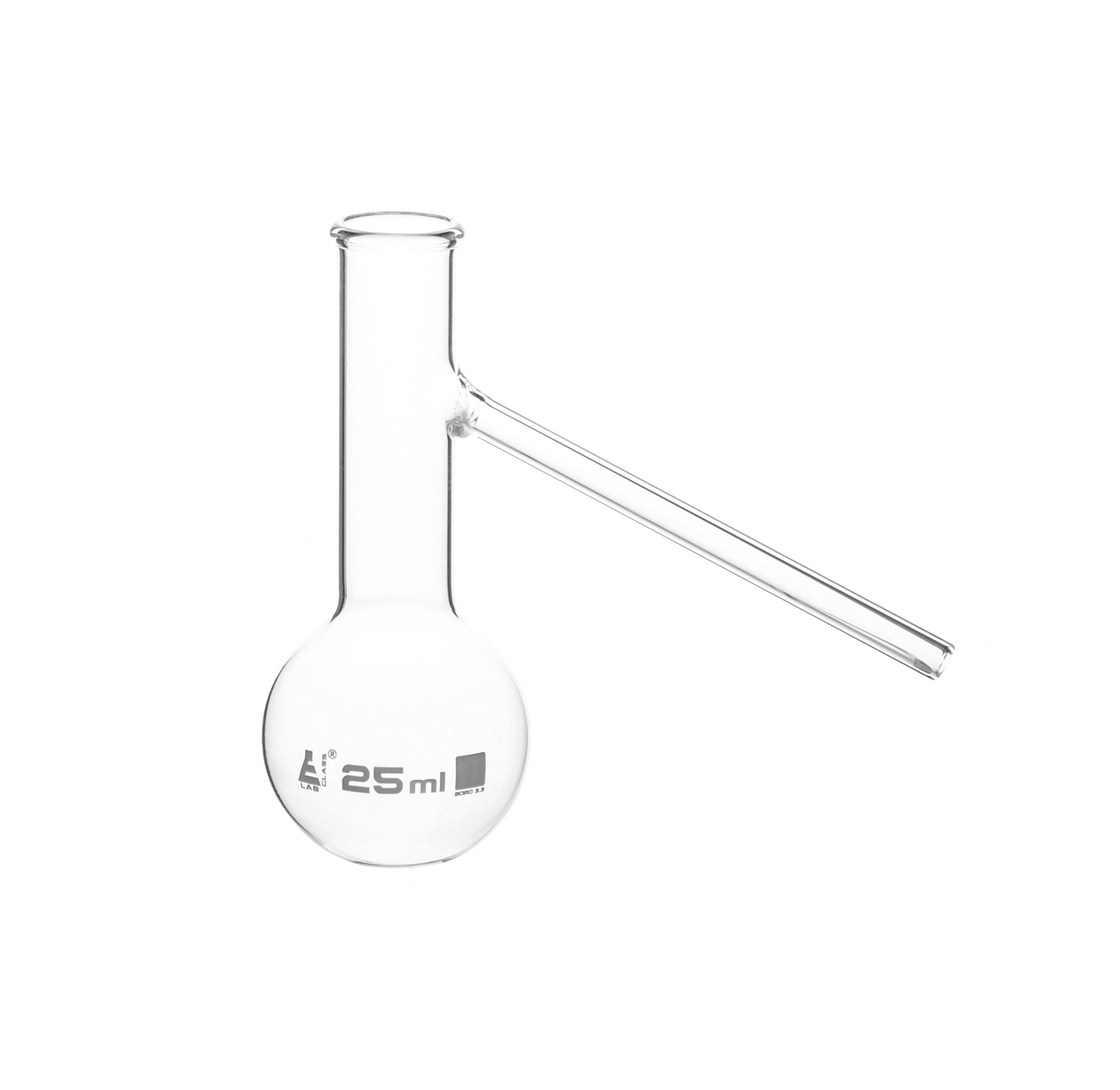Distilling Flask with Side Arm, 25mL - Borosilicate Glass - Round ...