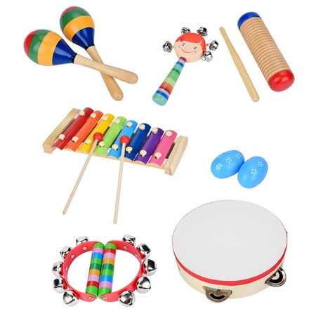 Colorful Wooden Musical Instruments Kids Drum Set, Toddler Musical ...