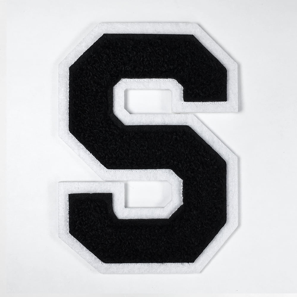 Chenille Stitch Varsity Iron-On Patch by pc, 4-1/2", Black/White, TR ...