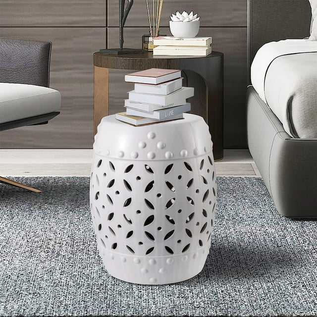 Sigtua 17 in. Garden Stool, Side Table Indoor Ceramic, Outdoor Stool ...