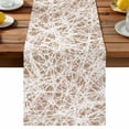 Abstract Fiber Line Dining Table Runner, Spring Vibrant Brown White Art ...