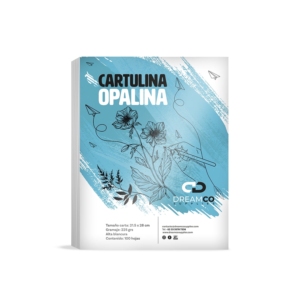 Cartulina Opalina T/carta 225grs Paquete 100 Piezas 95% Blancura ...