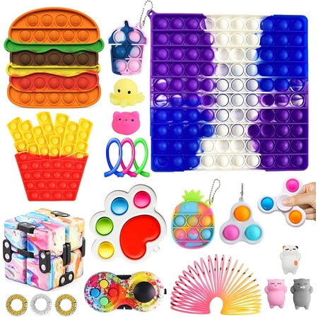 ICHUDAN Cheap TIK Tok Fidget Packs, Big Size Push Pop Sensory Fidget Toy Pack with Marble Mesh ...