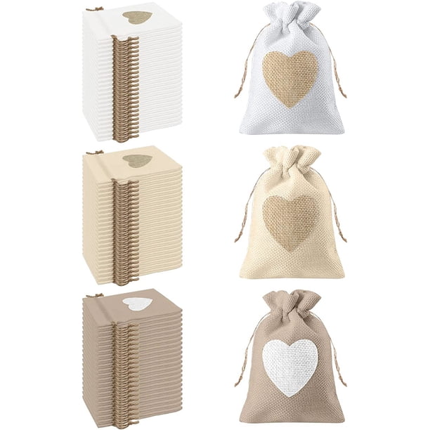 SHENMO 24pcs Heart Sack Burlap Sack 10*14cm for Jewelry Box Candy Box ...