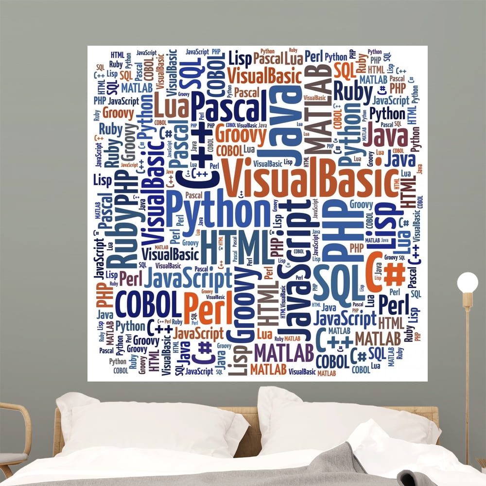 Word Cloud Programming Languages Wall Mural Decal by Wallmonkeys Vinyl ...