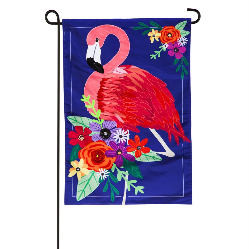 Evergreen Flag, Floral Flamingo Garden Applique Flag, 18'' x 0.25 ...