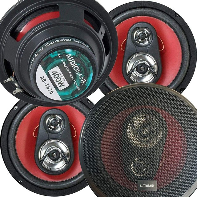 4X Audiobank 6.5" 800 Watts Max Power 4-Way Red Car Audio Stereo ...