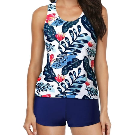 Yonique Tankini Swimsuits for Women 3 Piece Bathing Suits Swim Tank Top ...